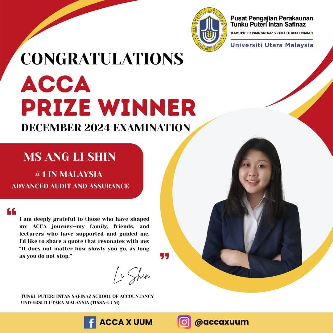 Pelajar TISSA UUM dinobat juara ACCA terbaik Malaysia – UUM TODAY